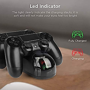 PS4 Controller Charger, Upgraded Fast-Charging Port Docking Station Stand for PS4/PS4 Slim/PS4 Pro Controller, Black