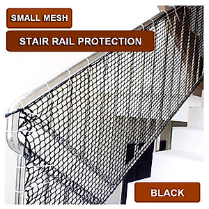 Black Stair Net Baby Protective Netting, Stairway Railing Safety Net for Children Pets Toys, Nylon Mesh Net for Balcony Banister Guard, Fence Net, Cargo Net (Size : 1x3m(3x10ft))