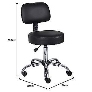 Boss Office Products Be Well Medical Spa Stool with Back in Vinyl, Black