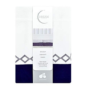 Just Born Boys and Girls Newborn Infant Baby Toddler Nursery Dust Ruffle Beddding Crib Skirt, Navy/White, One Size