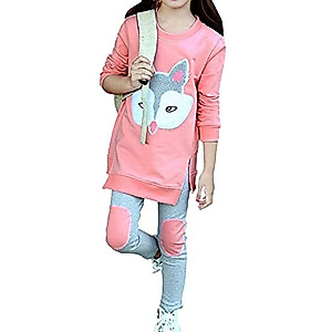 Baby Boy Christmas Outfit Suit Pattern Girls Sweatshirt Children's Leggings Two-piece Cartoon New Born (Pink, 7-8 Years)