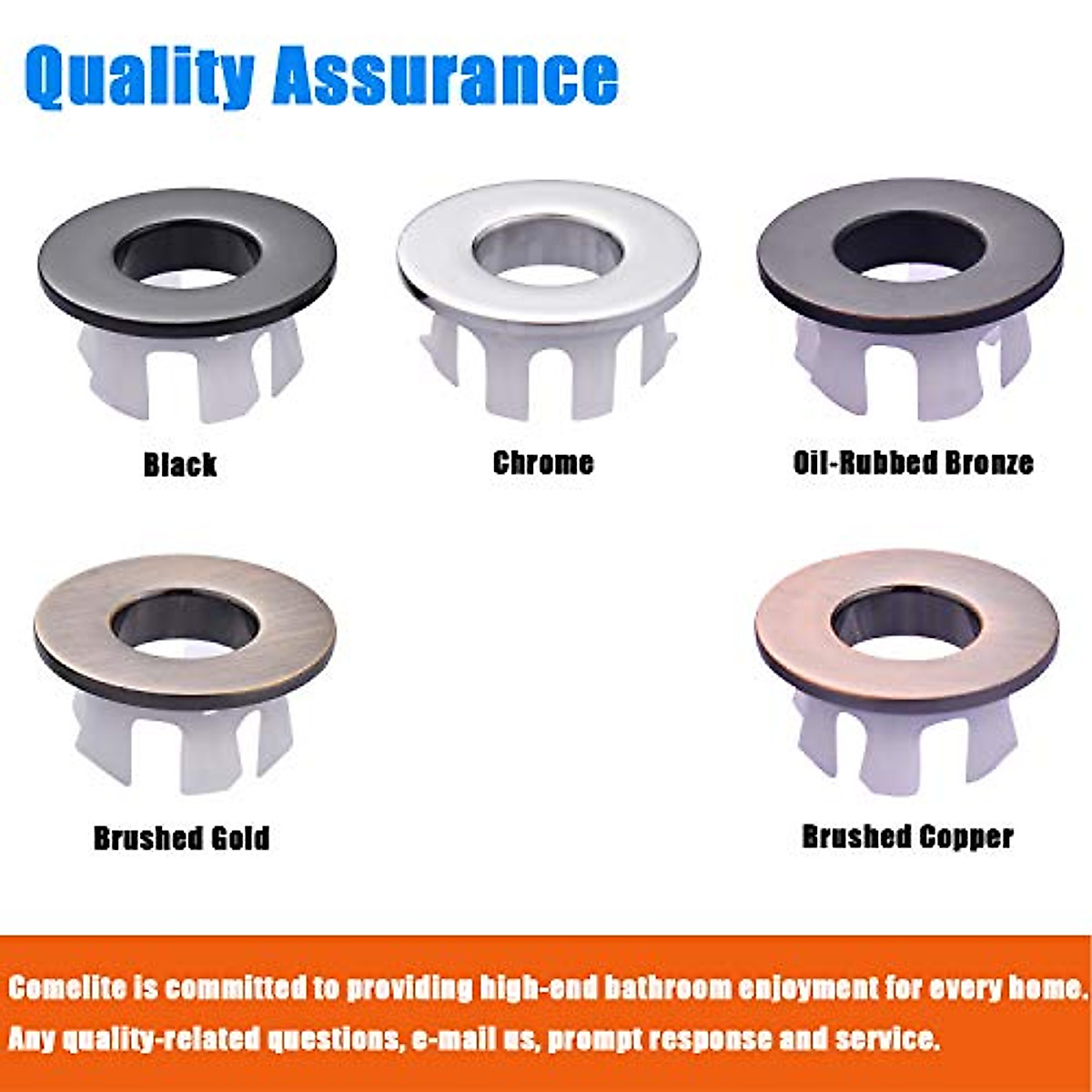 COMELITE Bathroom Sink Overflow Trim-Ring - 304 Stainless Steel Sink Mesh Hole Overflow Covers, Round Insert in Hole Round Caps, Brushed Silver, Pack of 2