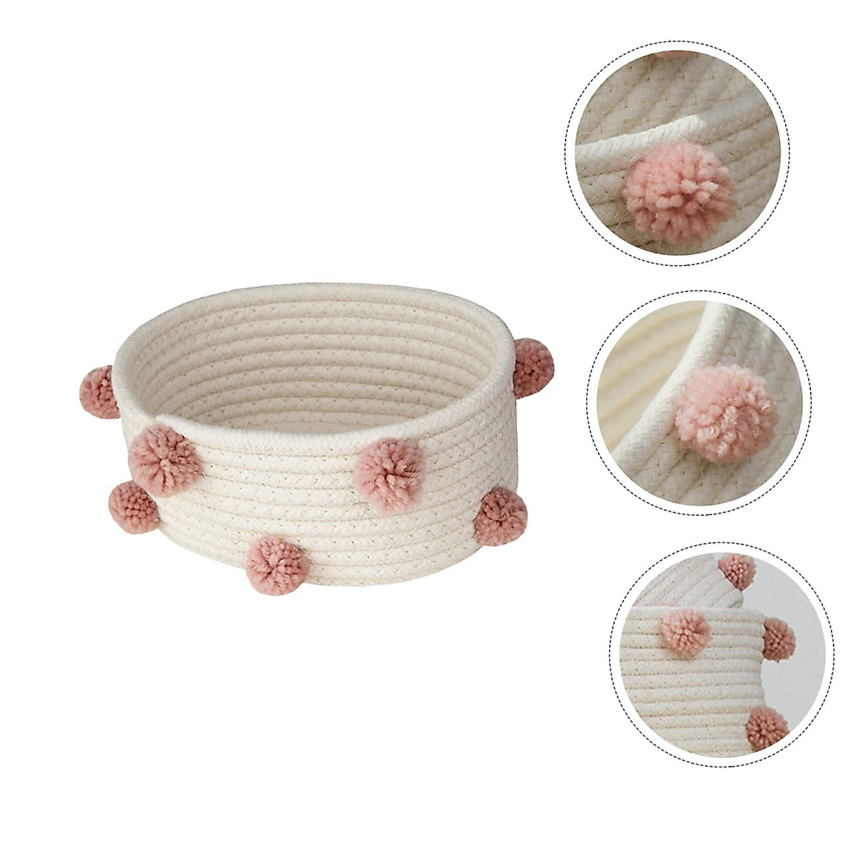 CHILDWEET Woven Hamper Storage Basket Cotton Rope Organizer Cotton Rope Key Tray Rope Woven Basket Storage Bins for Clothes Storage Bin Cotton Woven Container Manual Baby Cotton Makeup Box