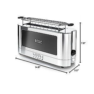 Russell Hobbs 2-Slice Glass Accent Long Toaster, Black & Stainless Steel, TRL9300BKR
