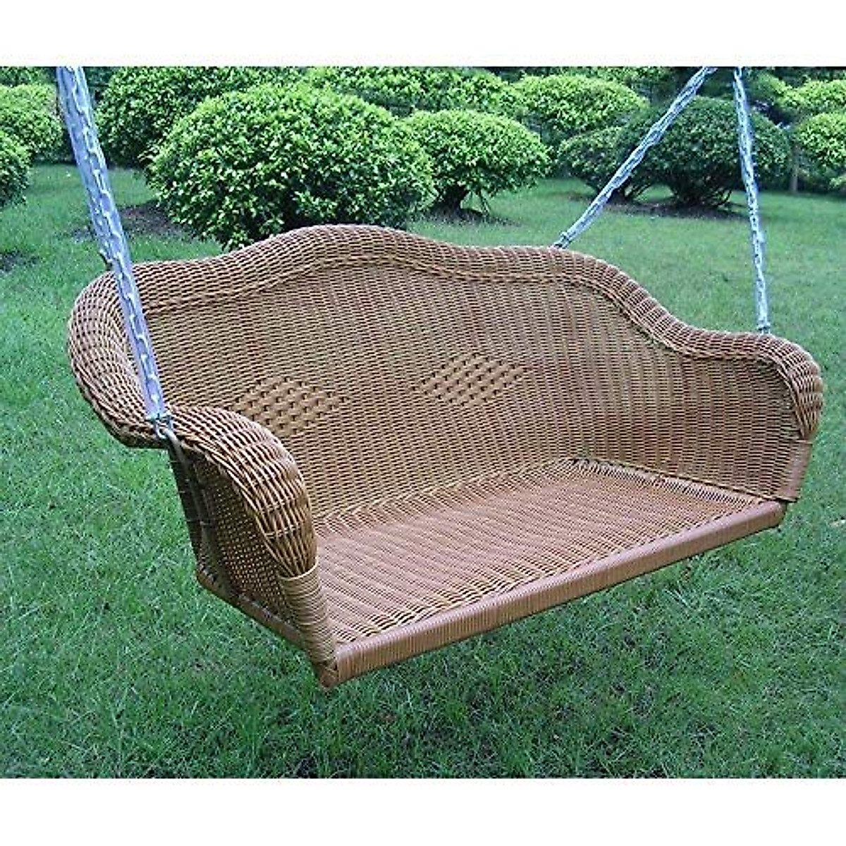 International Caravan Furniture Piece Resin Wicker Hanging Loveseat Swing