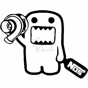 JDM Domo Kun NOS Turbo Engine Vinyl Decal Sticker for Home Office Decor Vehicle Window Sign Size- [6 inch] / [15 cm] Wide Color- Matte Black