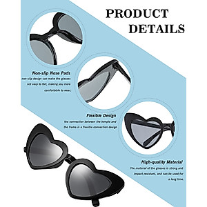 Flutesan 20 Pairs Heart Shaped Sunglasses Vintage Heart Glasses Women Bachelorette Sunglasses for Wedding Party(White, Black with Gray Lenses)