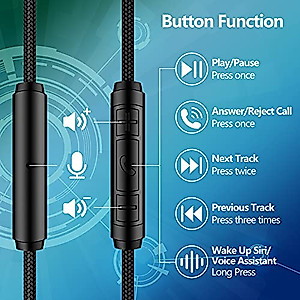 Replacement for Bose Headphone Cord, 2.5mm to 3.5mm Audio Cable for Bose 700 QC25 QC35 QC35 II OE2 AE2, JBL E45BT E55BT E65BTNC, AKG Nylon Braided Wire with Inline Mic & Volume Control (1.5m, Black)