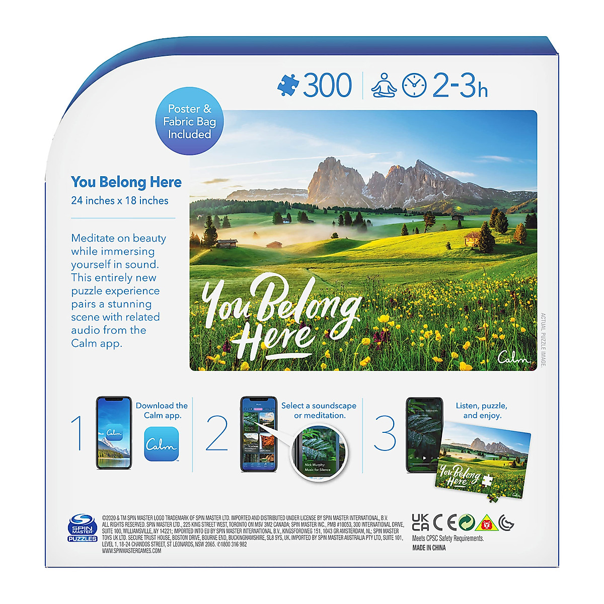 Spin Master 300-Piece Calm Jigsaw Puzzle for Relaxation, Stress Relief, and Mood Elevation, for Adults and Kids Ages 8 and up, You Belong Here