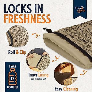 THINK4EARTH - 2 Packs Bread Bags, Bread Bags for Homemade Bread Loaf, Freezer Bread Storage Bag, Bread Container, Reusable Food Storage Bag, Large Bread Bags for Homemade Bread with Double Lining.