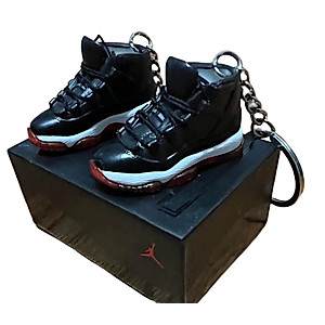 Mini Shoes Keychain Pair or Single With or Without The Box, Mini Kicks, Mini Sneaks, Black 11s Mini Kicks Shoes Keychains (Pair No Box)