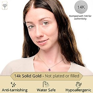 MAX + STONE 14k White Gold Roped Halo Aquamarine Round Pendant Necklace for Women 8mm Solitaire March Birthstone with 18 Inch Cable Chain