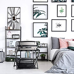 Tangkula Luggage Rack (Set of 4), Folding Metal Suitcase Luggage Stand, Double Tiers Luggage Holder with Shoe Shelf, Luggage Stand for Bedroom, Guest Room, Hotel