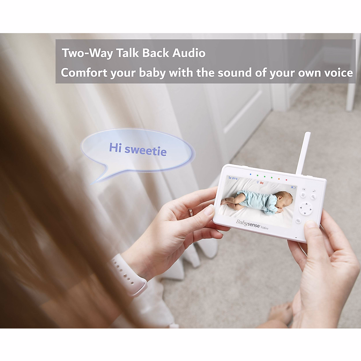 Babysense Video & Movement Baby Monitor - Bundle Pack - Babysense Video Baby Monitor V43 Split Screen with Two PTZ Cameras & Babysense 7 Under-The-Mattress Baby Movement Monitor - 2 in 1