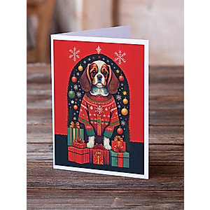 Caroline's Treasures DAC3065GCA7P Cavalier Spaniel Holiday Christmas Greeting Cards Pack of 8 Blank Cards with Envelopes Whimsical A7 Size 5x7 Blank Note Cards
