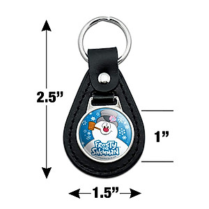 GRAPHICS & MORE Black Leather Frosty the Snowman Snowing Keychain