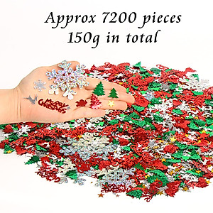 FOIMAS 7200pcs Christmas Confetti,Snowflake Santa Claus Metallic Foil Sequins Glitter Table Scatters for Party Decoration