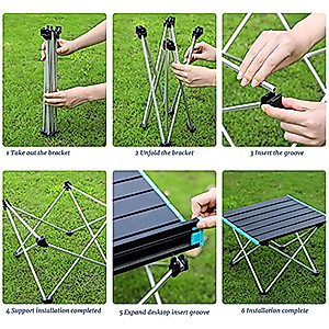 Outdoor Folding Portable Picnic Camping Table Aluminum Roll-up Table with Easy Carrying Bag Indoor Outdoor Camping Camping Tables That fold up Lightweight for Cooking Foldable Camping Table