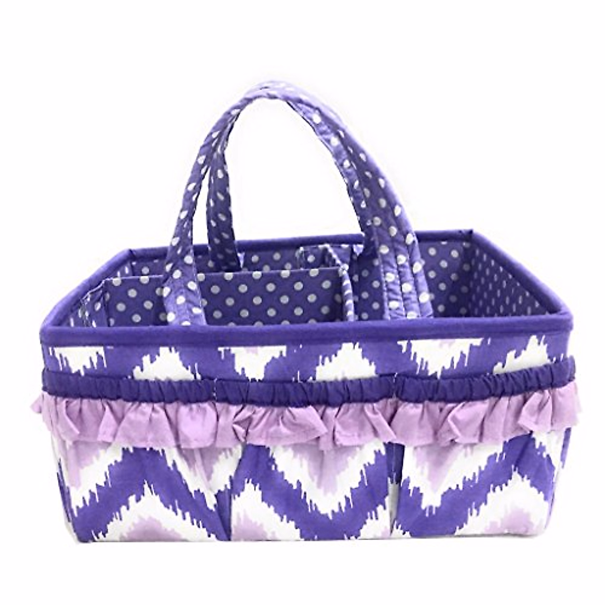 Bacati Mix and Match Nursery Fabric Storage Caddy with Handles, Purple