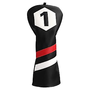 BIG TEETH Driver Headcover Golf Wood Headcovers 460cc Dr Club Head Cover with Classic Stripes (Black)
