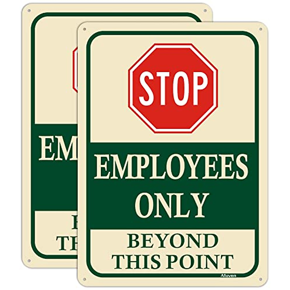 Employees Only Beyond This Point Signs 10"x7" Stop Do Not Enter Signs Restricted Area Signs Metal Reflective Rust Free Aluminum UV Protected Waterproof Easy Mounting Outdoor Use 2 Pack