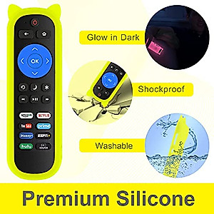 Remote Control for Roku Players and Roku TVs(2 Pack), for Roku Box, Roku 1 2 3 4, Roku Express/+, Roku Premiere/+, Roku Ultra and TCL Hisense Onn Element Sharp Philips Roku TV with Glow Remote Cover