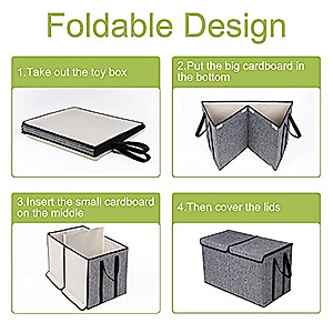 YOLOXO 2 Pack Large Kids Toy Box Chest Storage Organizer with Flip-Top Lid