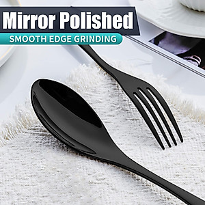 Joincook 24 Pieces Black Silverware Set with Steak Knives Service for 4,Modern 18/10 Stainless Steel Flatware Cutlery Set,Utensil Set for Home Restaurant Hotel,Mirror Polished,Dishwasher Safe