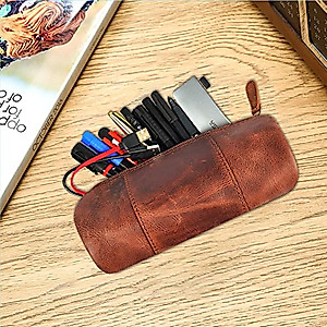 The Antiq Make-up Pouch, Leather Zipper Pouch, Leather Pencil Case, Marker Pouch