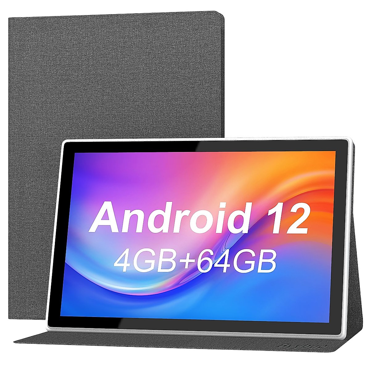 BYYBUO Android Tablet 10.1 Inch, Android 12 Tablet with Case, 1920x1200 IPS FHD Display, 2.0 GHz Octa-Core Processor, 4GB RAM 64GB ROM 7000mAh Battery,Dual Camera,WiFi,Bluetooth,GPS