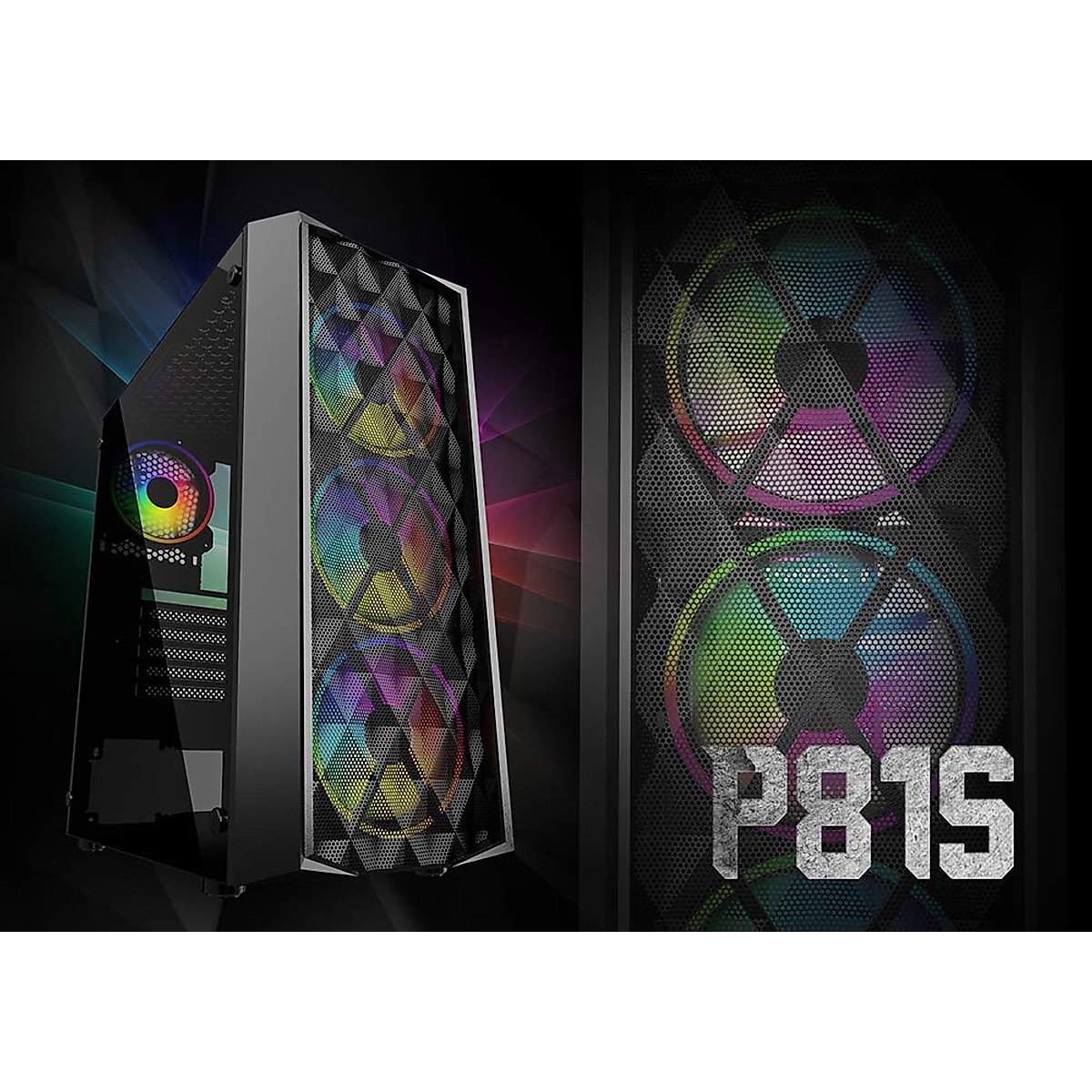 Raidmax p8 Series ATX Desktop Gaming Computer Case USB 3.0 Tempered Glass Window with 120mm ARGB LED Fans (p805) (p815)