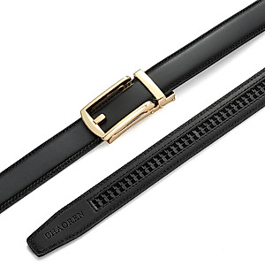 CR Belt for Women - Black Belt with Gold Buckle Women - 1.25" Adjustable Ladies Ratchet Belts