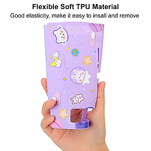 Tscope Cute Protective Cover for Nintendo Switch, Dockable Soft Shell Shockproof Case Joy Con Skin with Space Bunny Pattern, & Thumb Caps, Anti-Scratch