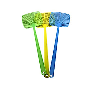 Dependable Industries 3 Pack Bug & Fly Swatter Extra Long Handle Indoor Outdoor 17.4" Long