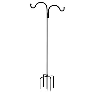 Gtongoko 92 Inch Adjustable Double Shepherd Hook with 5 Prong Base, 5/8 Inch Thick Heavy Duty Bird Feeder Pole for Bird Feeder Lanterns Weddings Decor 1 Pack
