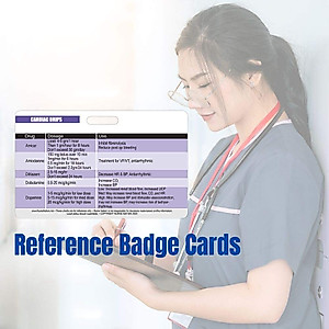 Cardiac Drips Reference Horizontal Badge Card - Excellent Resource for Nurses, Nursing Clinicals, and RN Students - Great Nursing School Supplies and Accessories