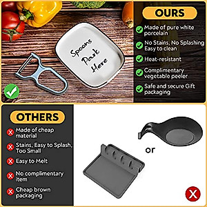 Xarkany® 5.8 x 4.5 Inch Large Kitchen Spoon Rest For Stove Top - Ceramic Spoon Rest for Kitchen Counter - Heat Resistant Cooking Utensil Rest - Kitchen Spoon Holder for Stove Top