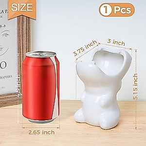 ComSaf Cute Hippo Shaped Pen Pencil Holder, White Ceramic Succulent Planter Pots for Home Office Decoration Desk Organization, Set of 1