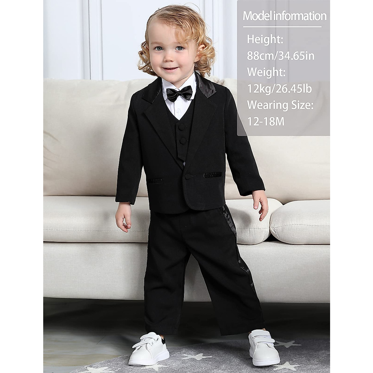 A&J DESIGN Baby Boy Outfit 12-18 Months Kids Gentleman Suits Black
