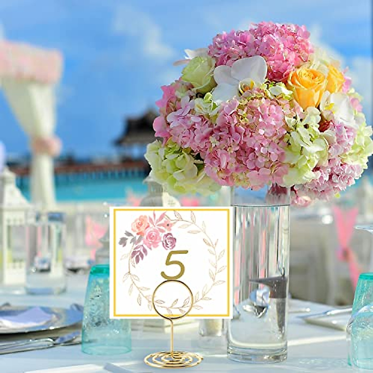 26Pcs Table Number Holders, Place Card Holder, Wire Picture Holder, Small Size Table Card Holders, Photo Holder for Centerpieces, Wedding Reception, Party, Birthday (Gold)