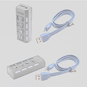 JINHEZO 4-Port USB 3.0 Hub, Data USB Hub, 22 inch Extended Cable for MacBook, Mac Pro, Mac Mini, iMac, Surface Pro, XPS, PC, Flash Drive, Mobile HDD with Individual LED Power Switches Black