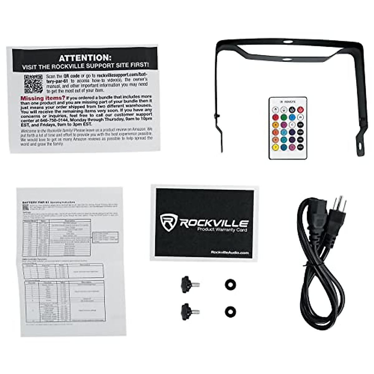 Rockville Battery PAR 61 Black RGBWA+UV Rechargeable Stage Wash Light, DMX Control, Sound Activated, Includes Remote, Up to 18 Hours Battery Life, Perfect for DJ Events, Parties,