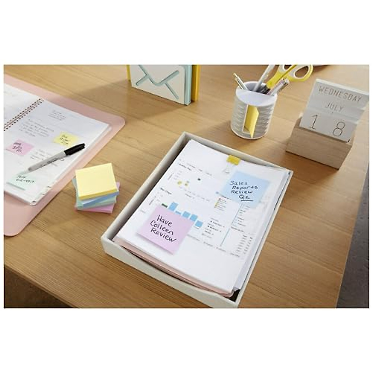 Post-it 100% Recycled Paper Super Sticky Pop-up Notes, 2X the Sticking Power, 3x3 in, 6 Pads/Pack, Wanderlust Pastels Collection