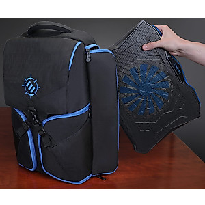 ENHANCE Cryogen 5 Gaming Laptop Cooling Pad Stand - Laptop Cooler with 7 Adjustable Height Settings & Dual USB Ports for 17 inch Laptops - 1 Ultra Quiet High Performance LED Laptop Fan 800 RPM - Blue