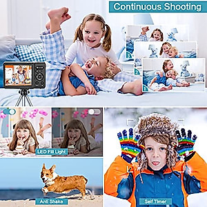 Digital Camera for Photography, FHD 1080P 20MP Point and Shoot Camera with 2.8" TFT LCD, Compact Rechargeable Vlogging Cameras for Kids,Beginner,Students,Teens,Elders (Red)