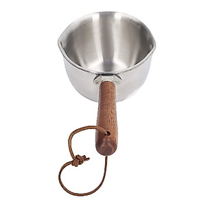 Fdit Dual Spout Warmer, Stainless Steel Mini Melting Pot with Wooden Handle, Multifunction Milk Pot Chocolate Melting Pan for Kitchen (120ML)
