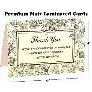 SUPREME IMPRESSION Funeral Thank you Cards with Envelopes - 24 Pack Sympathy Note Cardset - All Cards are Blank Inside For Photo or Personalized Message to Friends & Family