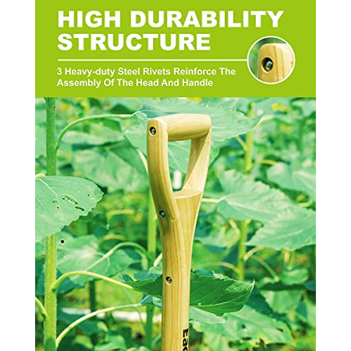 Garden Fork Heavy Duty Pitchfork for Digging Gardening Spade Fork 43 inch with D-Handle 4-Tine Pitch Fork Garden Tool for Spading Digging Turning Planting Cultivating Aerating Steel Compost Fork