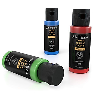 Arteza Craft Acrylic Paint, Set of 20 Classic Colors, 2.02-oz 60 ml Bottles, Water-Based Acrylic Craft Paint for Art & DIY Projects on Glass, Wood, Ceramics, Fabrics, Paper & Canvas