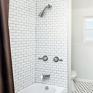 Pacific Bay Tub and Widespread Shower Faucet Trim Kit - Non-Metallic High Grade ABS Plastic Construction - Brushed Satin Nickel Finish